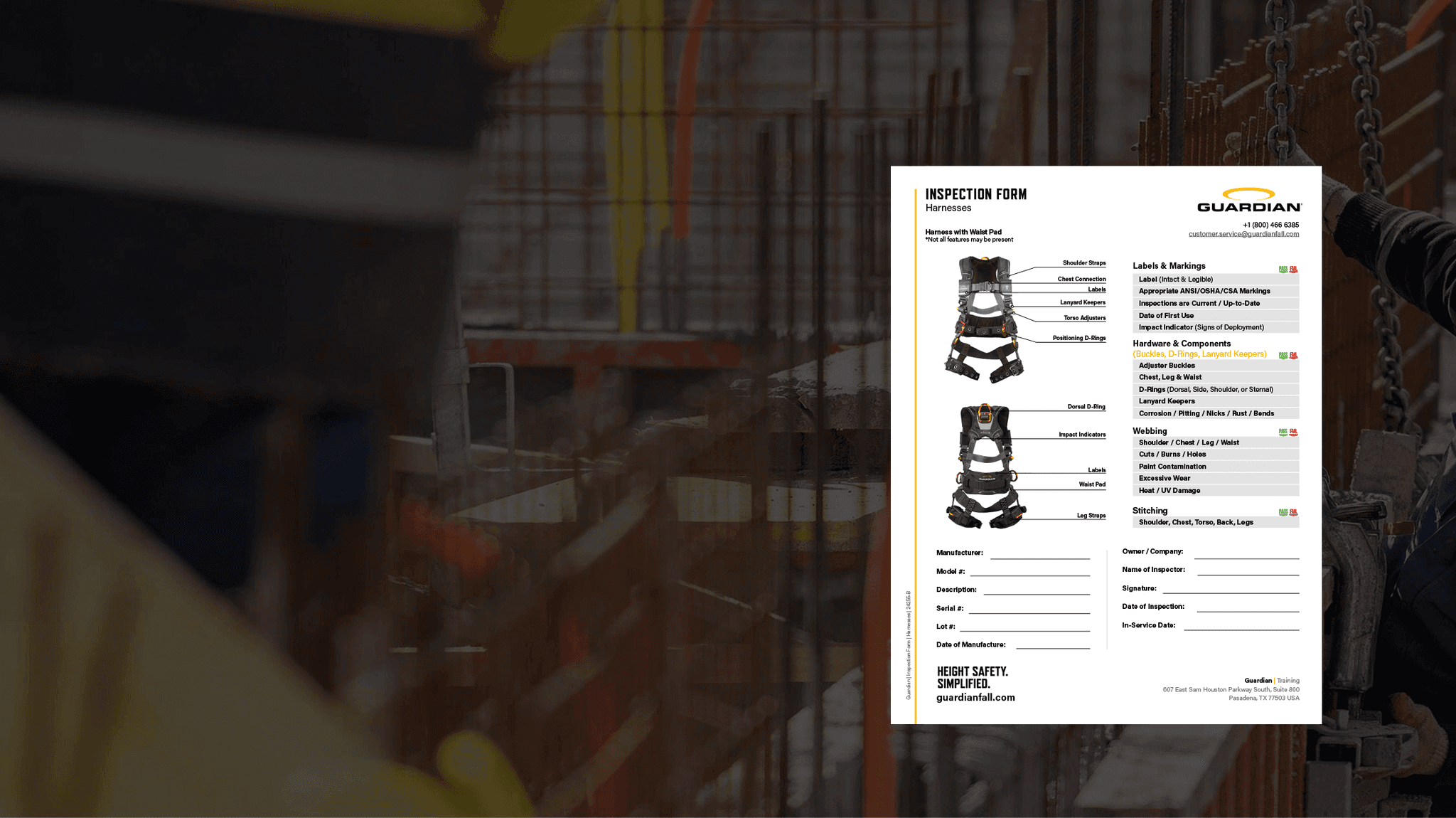 Guardian Inspection Form - Harnesses (English) (United States ...